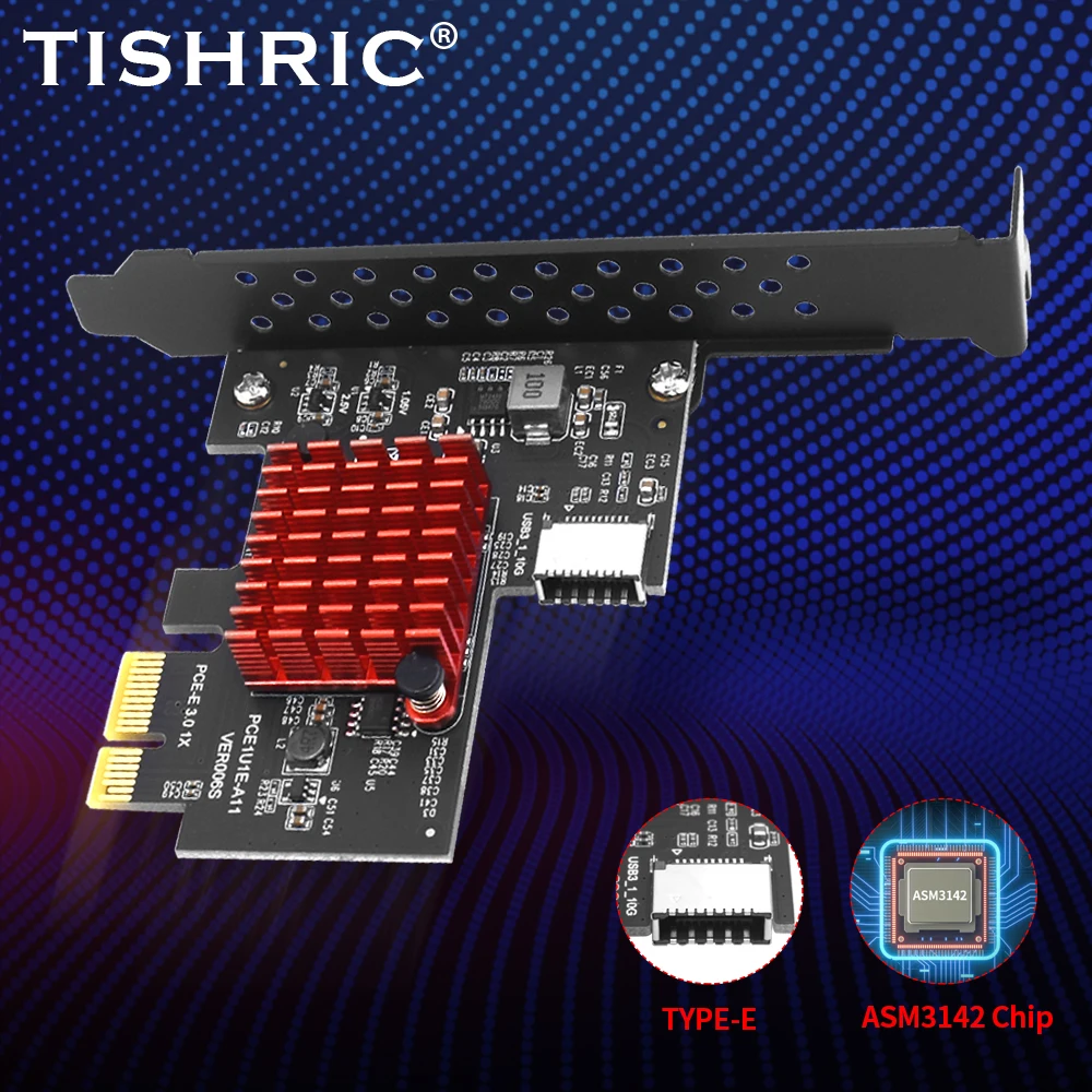 TISHRIC PCIE USB 1X to Type-E Expansion Card PCI E X1 X16 ASM3142 Add ...