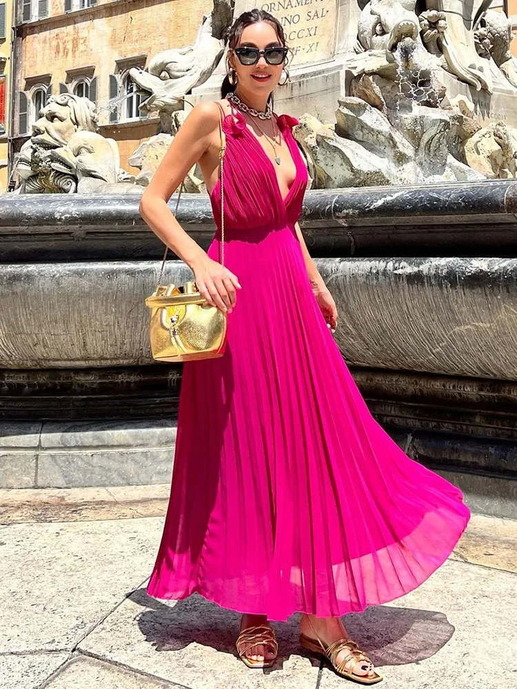 Vestidos-de-fiesta-de-noche-para-mujer-vestido-plisado-elegante-con ...