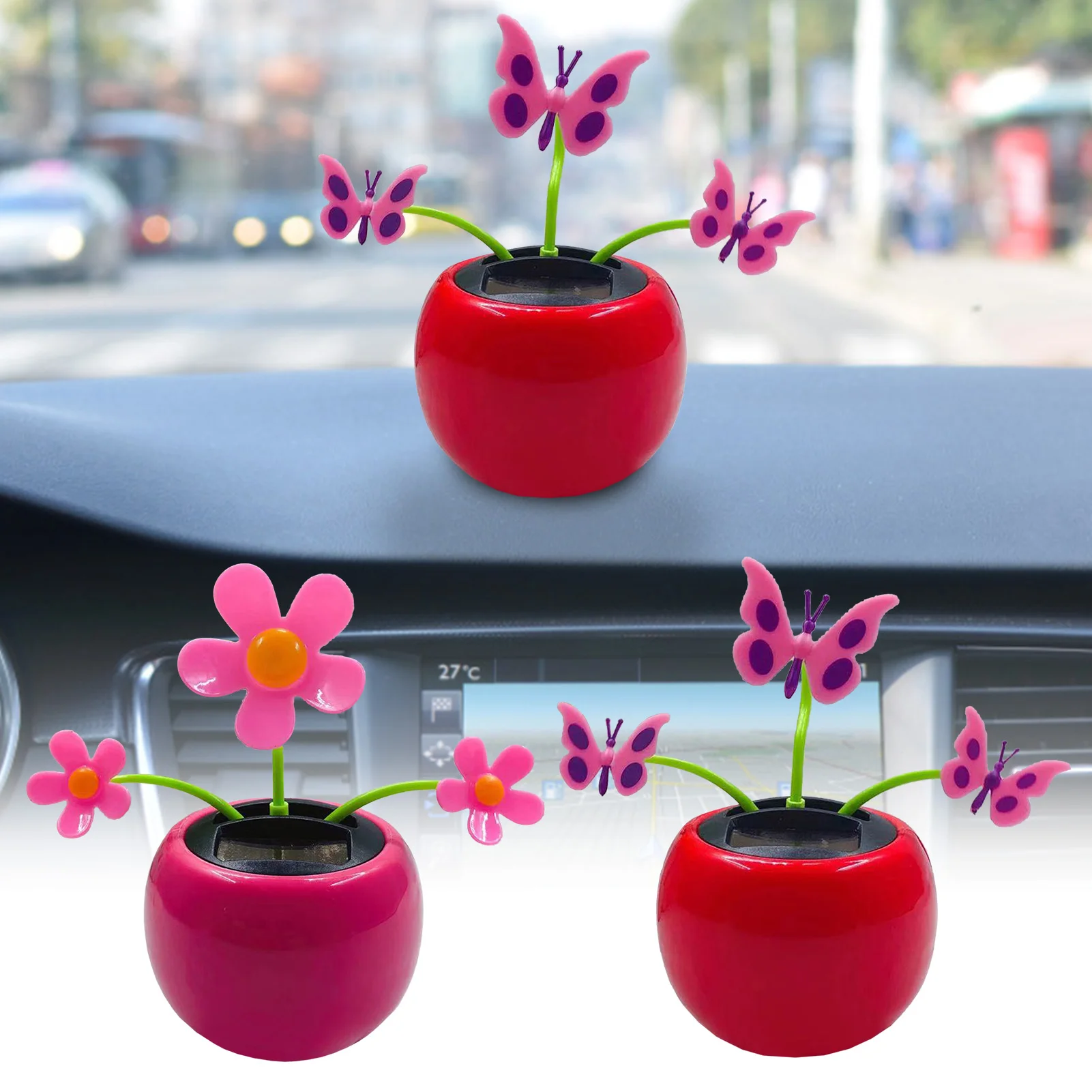 Solar Dancing Flower Dancing Flower Colorful Car Dashboard Flower Decor ...