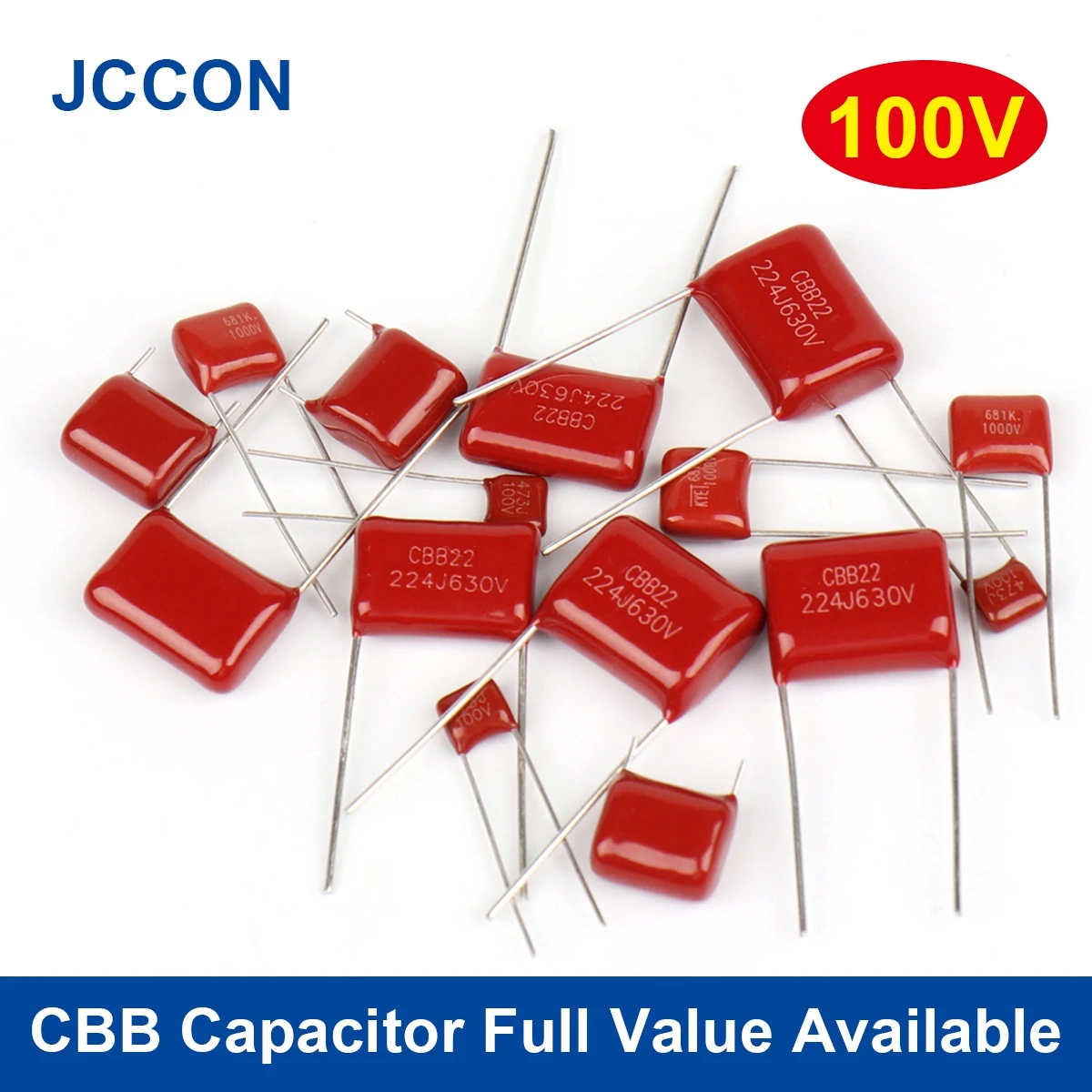 20pcs 100v Cbb Polypropylene Film Capacitor 5mm/8mm 101 103 104 105 125j 221 222 223 224 225 332 ...