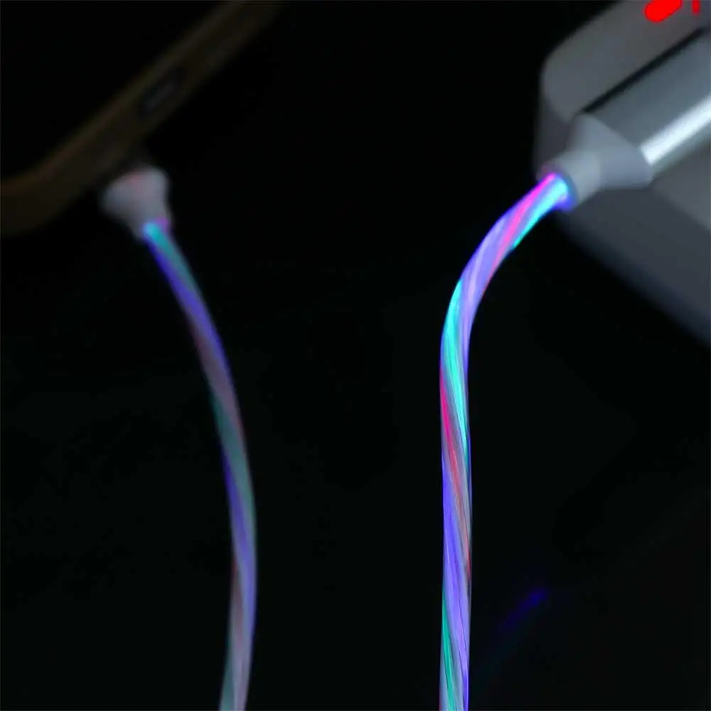 Glowing Cable Mobile Phone Charging Cables LED light Micro USB Type C ...