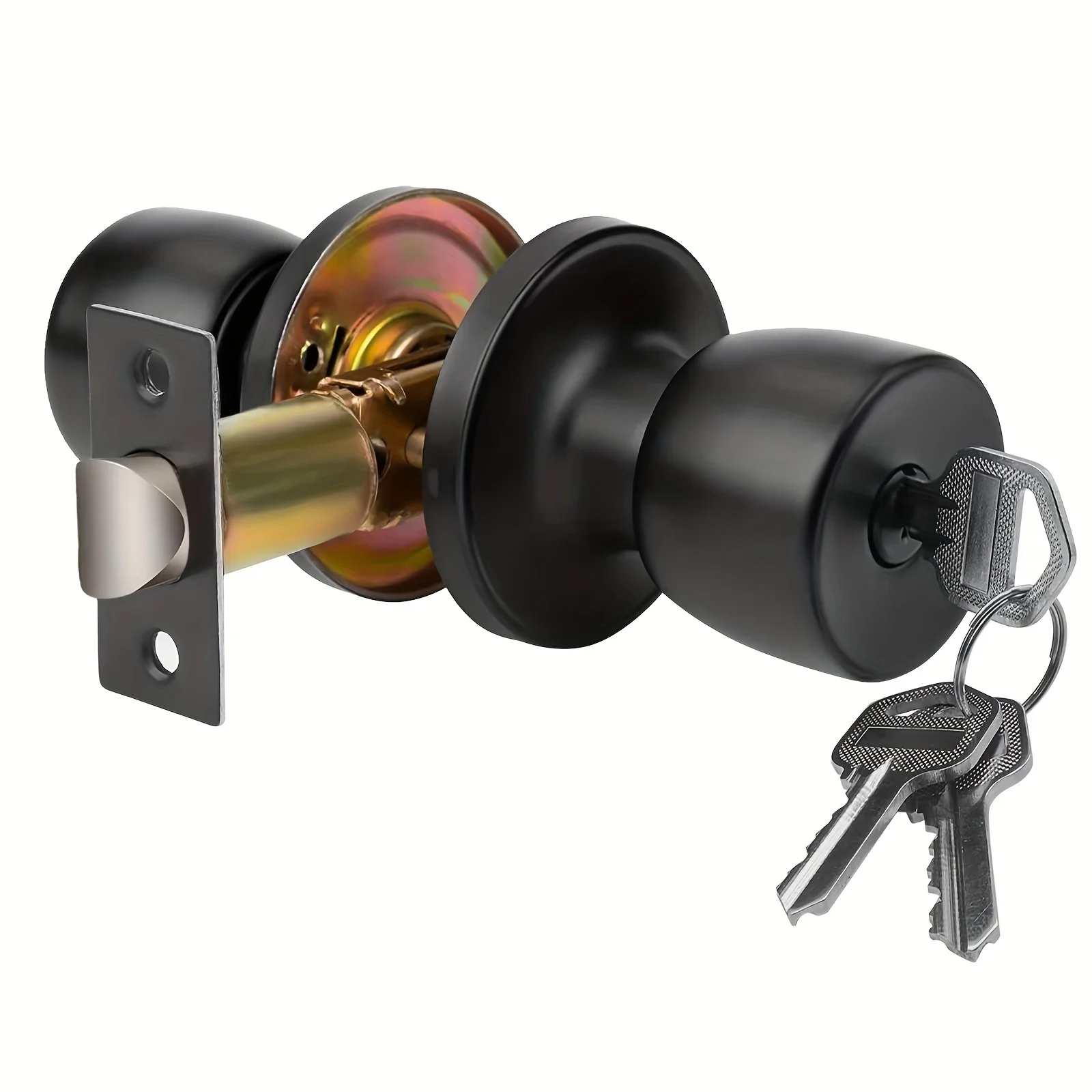 Perilla de puerta de aleación de Zinc negro mate con cerradura, manija ...
