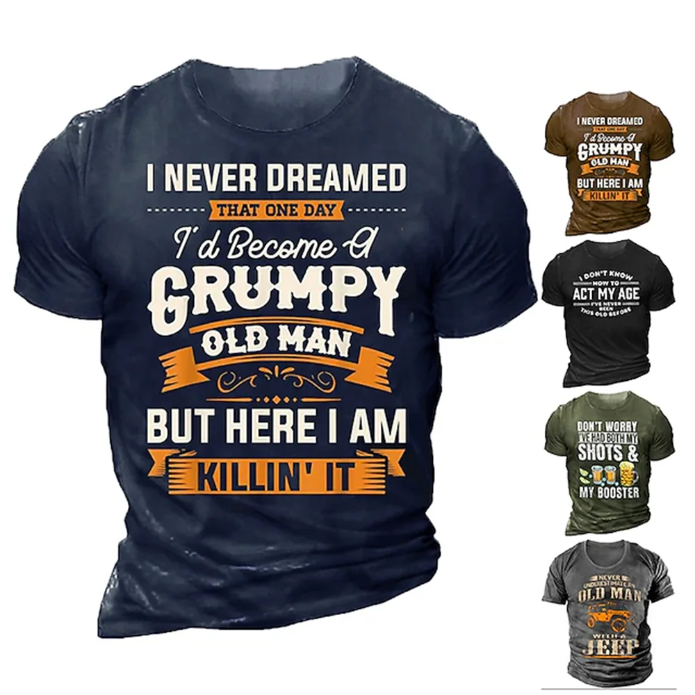 Men-s-Henry-Shirt-Grumpy-Old-Man-T-Shirt-Vintage-Shirt-Alphabet-Print ...
