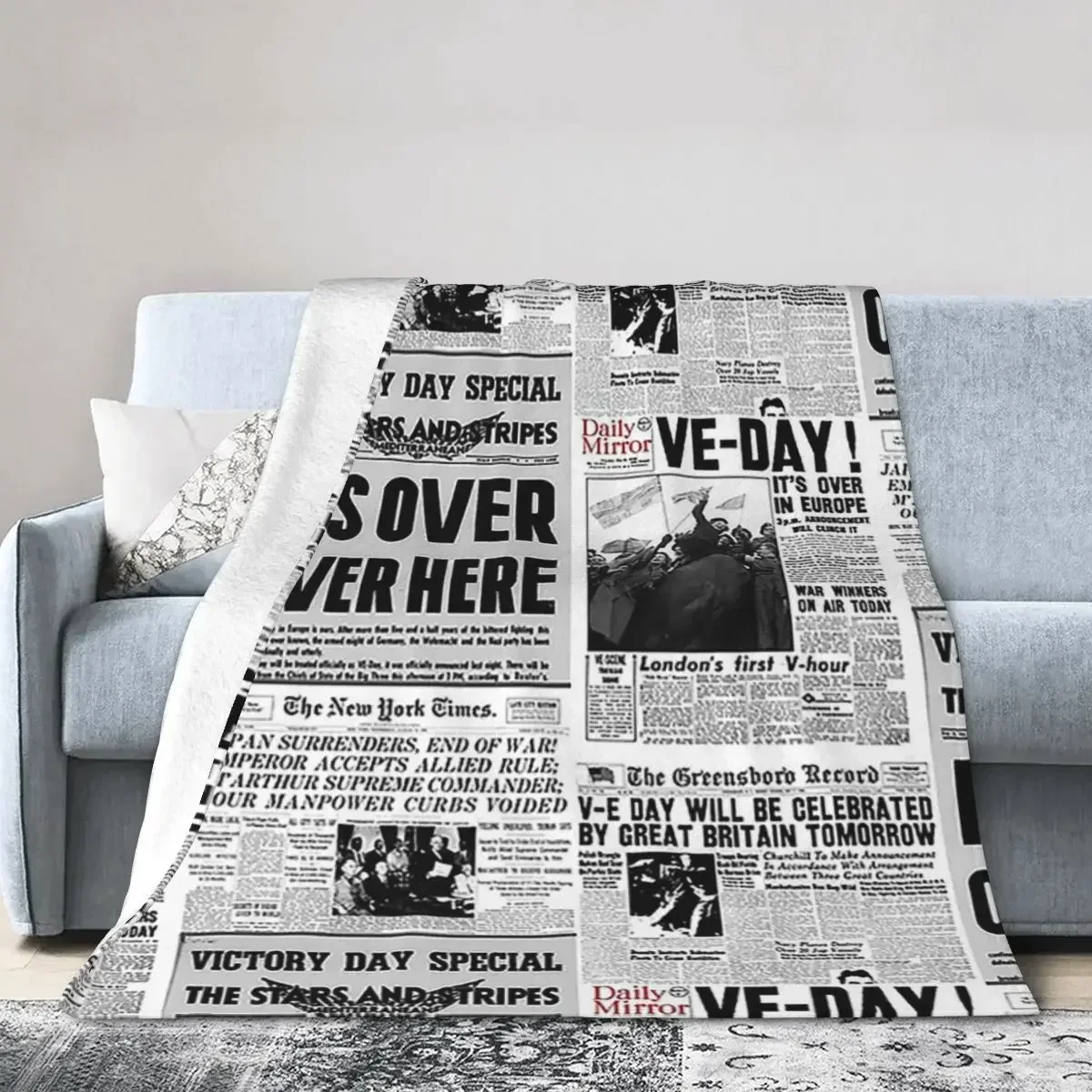 World War 2 Victory - Newspaper Collage Blankets Soft Warm Flannel ...