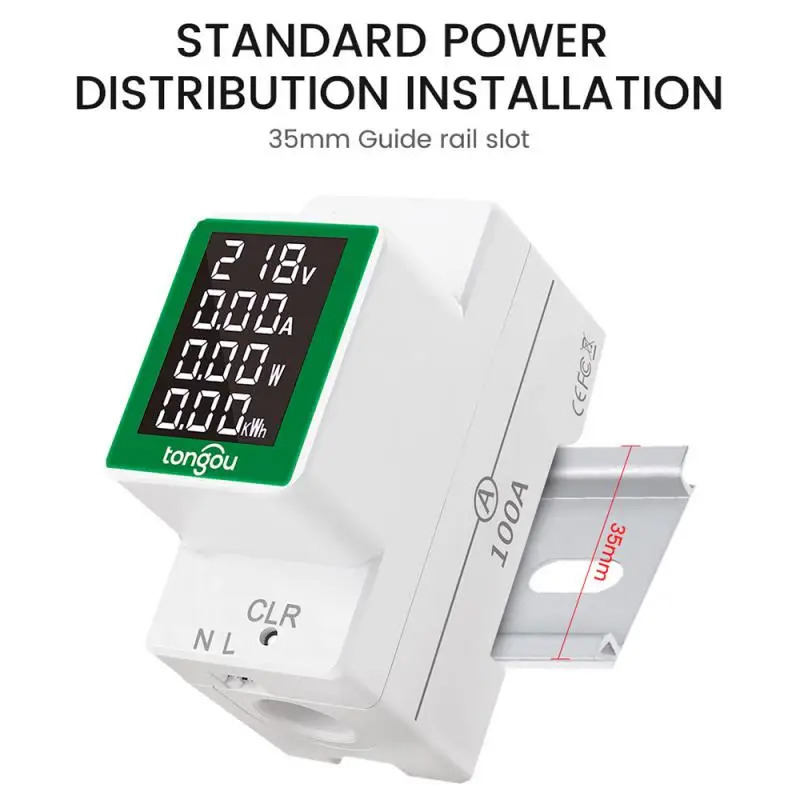 Din-Rail-Wattmeter-Voltmeter-Ammeter-Power-Meter-AC-50-300V-Volt-Amp ...