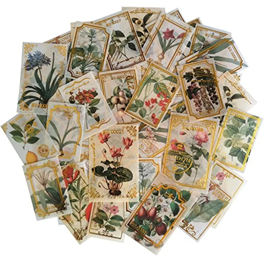 Vintage-Self-Adhesive-Hot-Stamping-Sticker-Set-Plant-Postmark-DIY-Gift ...