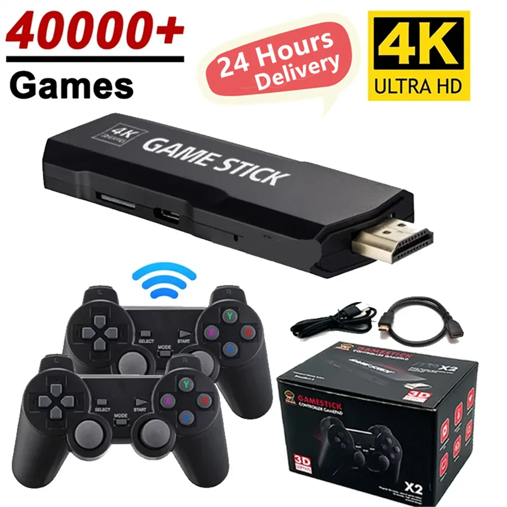 Mando inalámbrico doble para consola de videojuegos, 2,4G, 4K, HD, para 64 GB, PSP, PS1, GBA ...