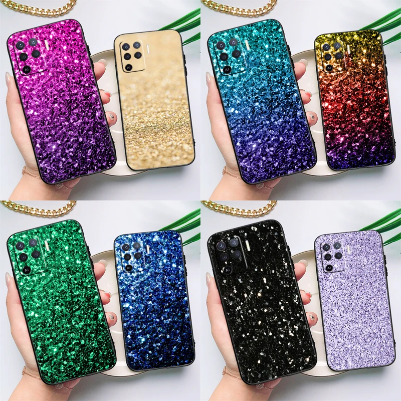 Aqua-Blue-Rainbow-GLITTER-SPARKLES-Case-For-OPPO-Reno-5-Lite-2Z-2F-A52 ...