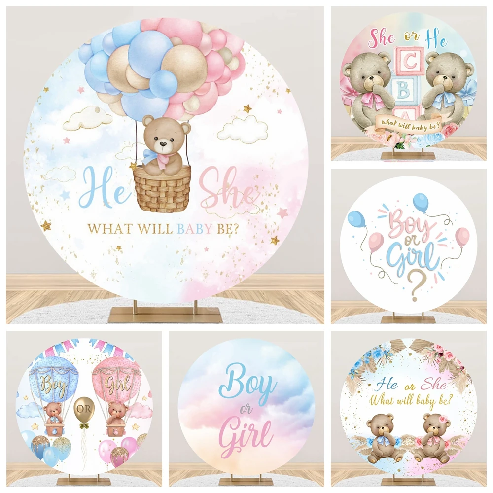 Laeacco-Newborn-Gender-Reveal-Round-Backdrop-Baby-Shower-Family-Party ...