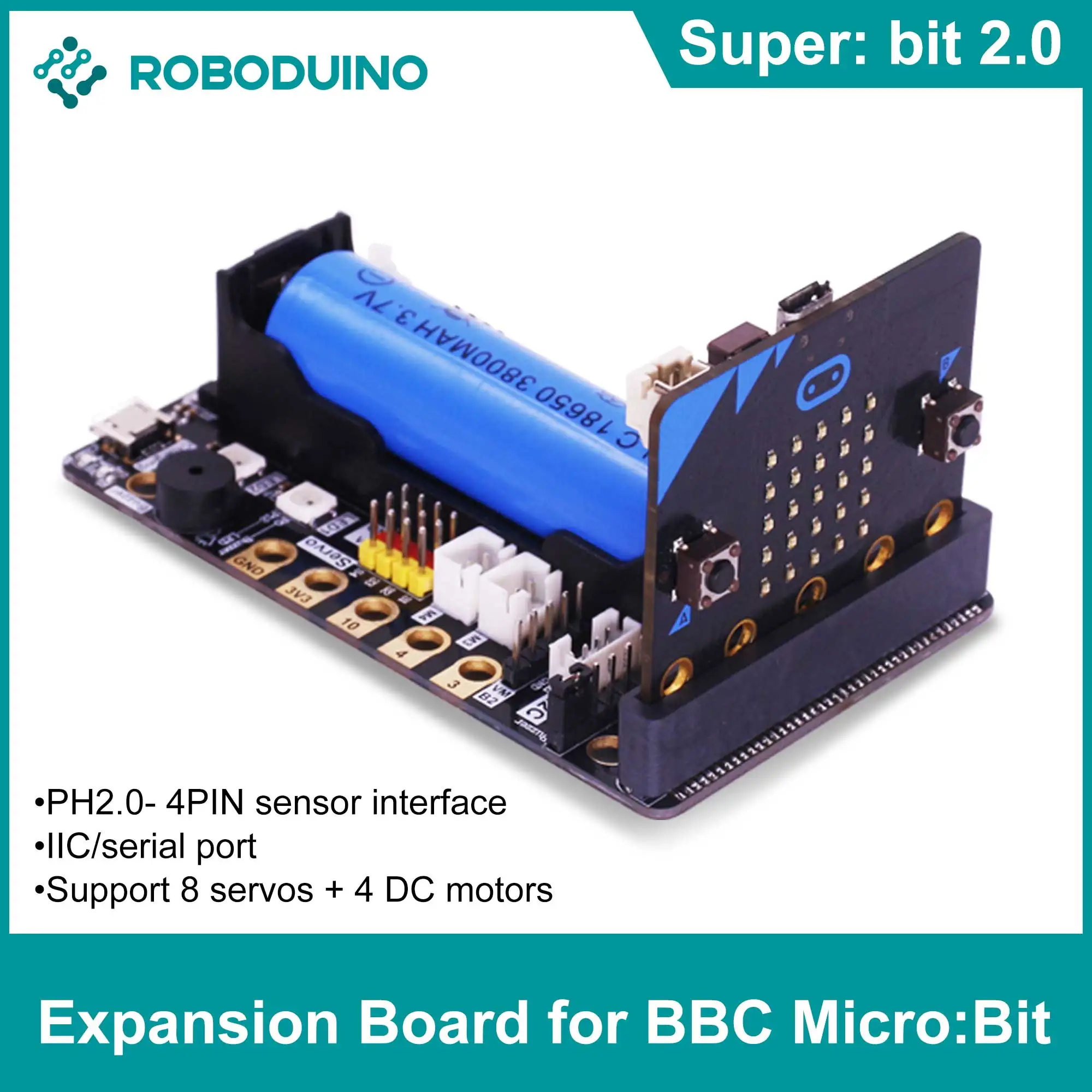 Microbit-V2-Expansion-Board-Module-Onboard-18650-Battery-with-IIC-UART ...