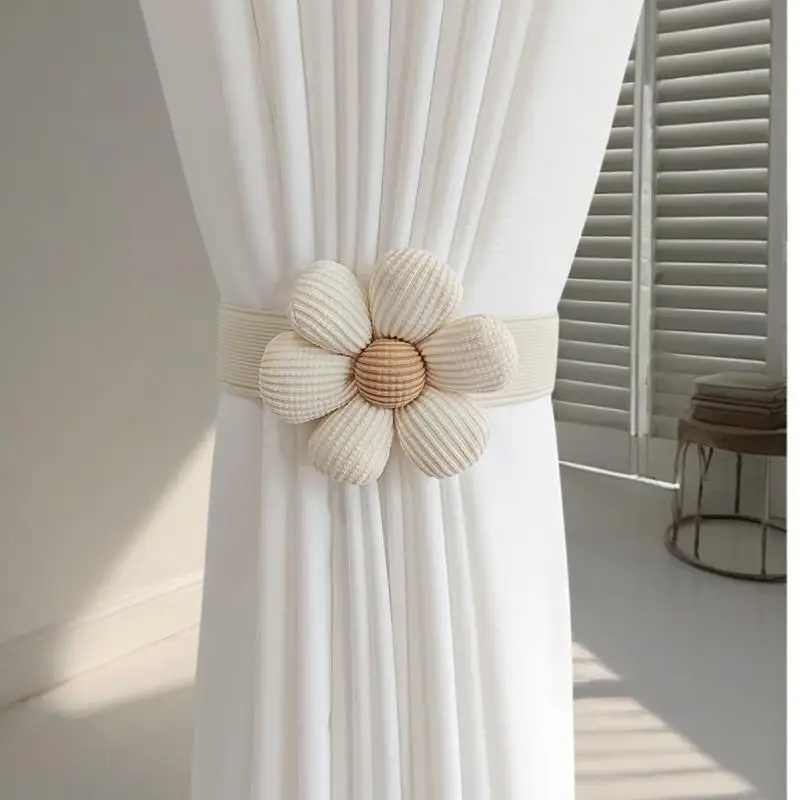 Handmade floral curtain tiebacks with elastic bands and magnetic ...