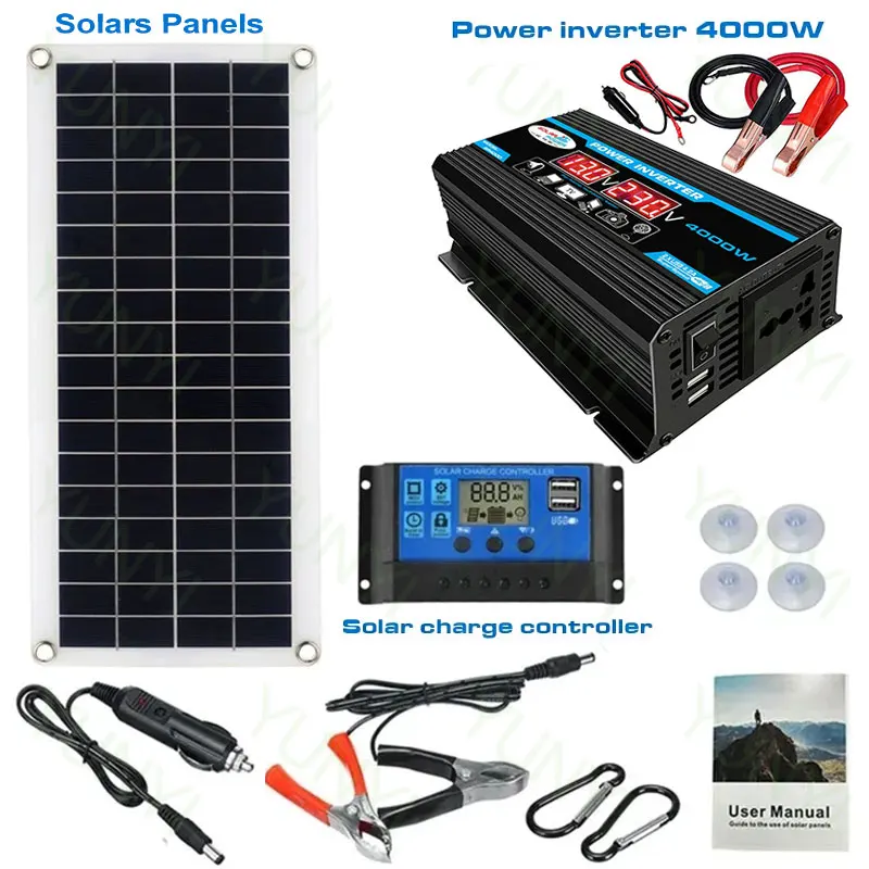 12V-220V-Solar-Panel-System-Solars-Panels-4000W-Solar-Inverter-Kit ...