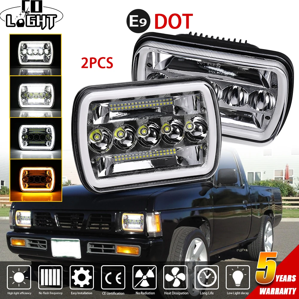 CO-LIGHT-400W-5x7-Inch-Led-Headlights-7x6-80000LM-Led-Headlamp-Hi-Low ...