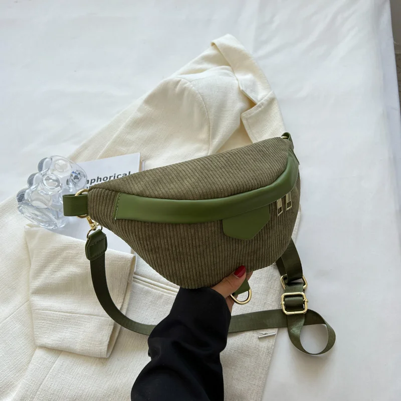 Stylish-Vertical-Stripe-Corduroy-Waist-Bags-For-Women-Elegant-Waist ...