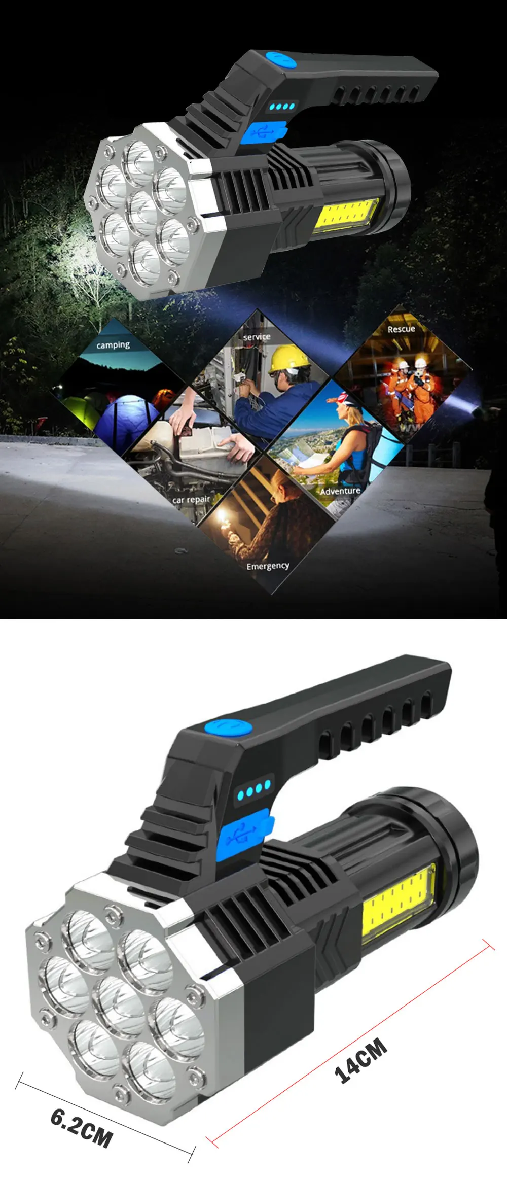 Powerful Led Rechargeable Torch | Light Led Flashlight Powerful - Torch ...