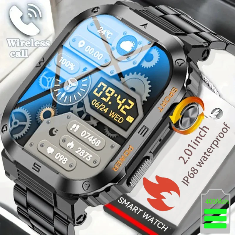 New-2-01-Outdoor-Military-Smartwatch-for-Men-Bluetooth-Call-Smartwatch ...