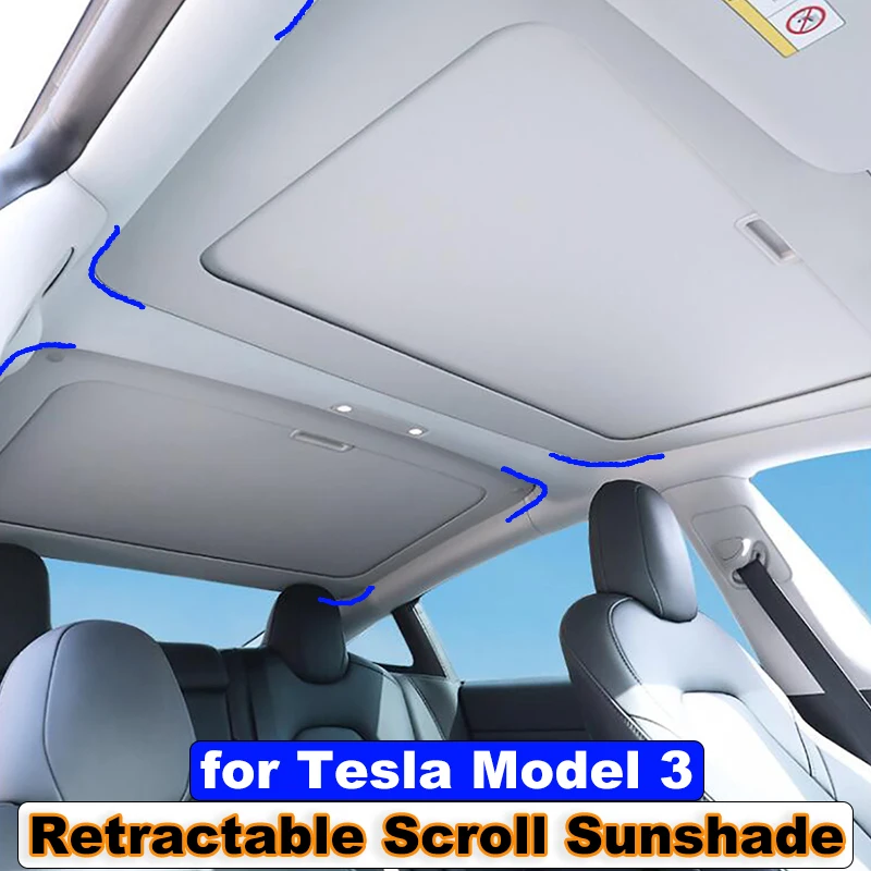 Retractable-Glass-Roof-Sunshade-for-Tesla-Model-3-2023-Accessories ...