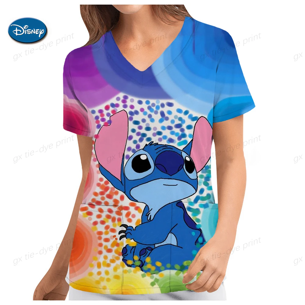Disney-uniforme-de-trabajo-con-estampado-de-Stitch-para-mujer-ropa-de ...
