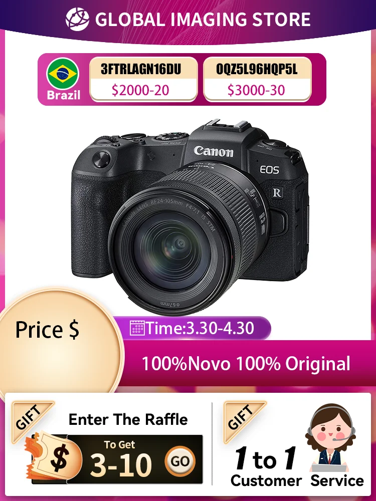 Canon EOS RP Full Frame 4K HDR Video Vlog Mirrorless Digital Professional Compact With RF24 ...