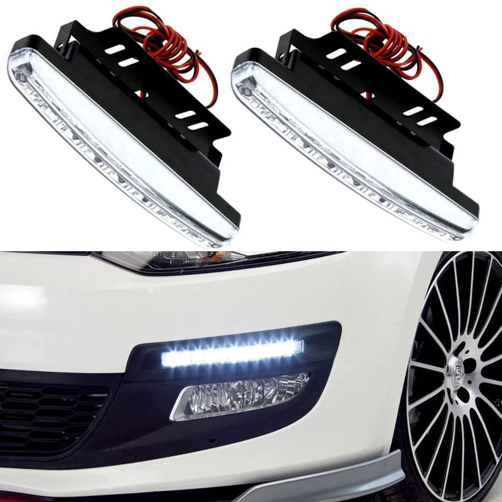 1/2PCS Car LED 12V External White 8Leds Universal Driving Light Daytime ...