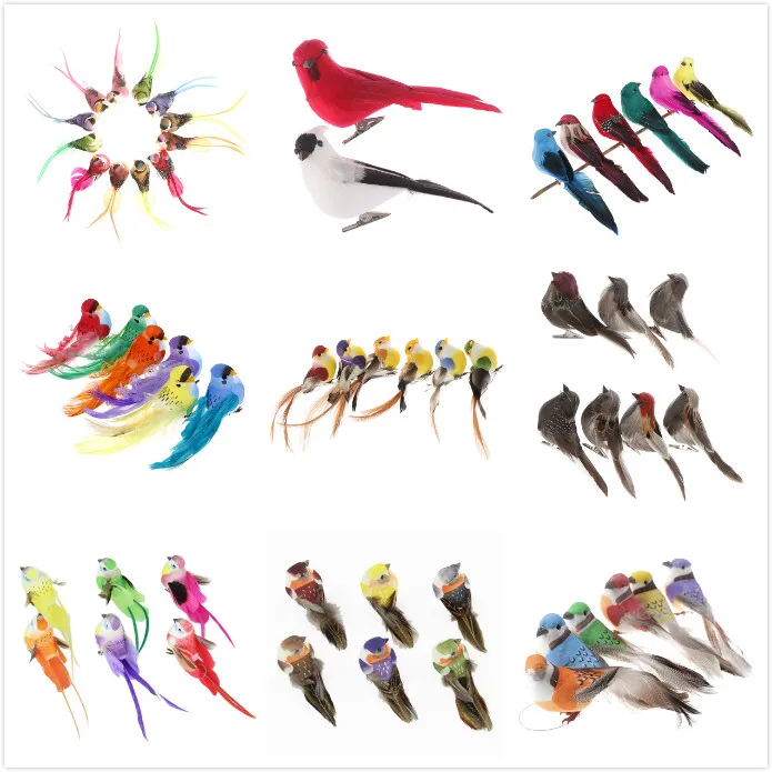 1PCS/2PCS Artificial Birds Fake Foam Animal Simulation Feather Birds ...