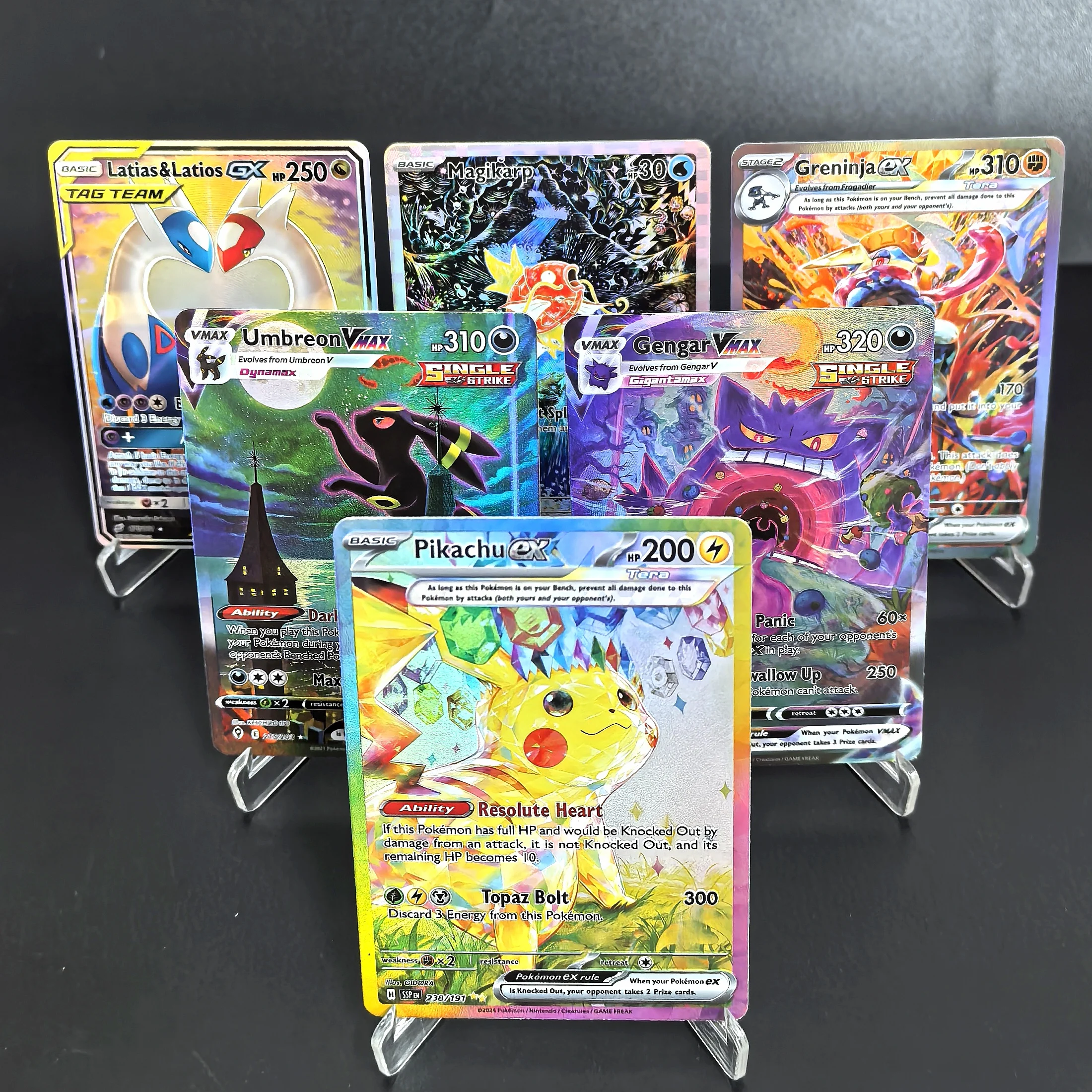 Tarjetas de colección de Pokémon PTCG, Pikachu Umbreon Gengar Latias GX ...