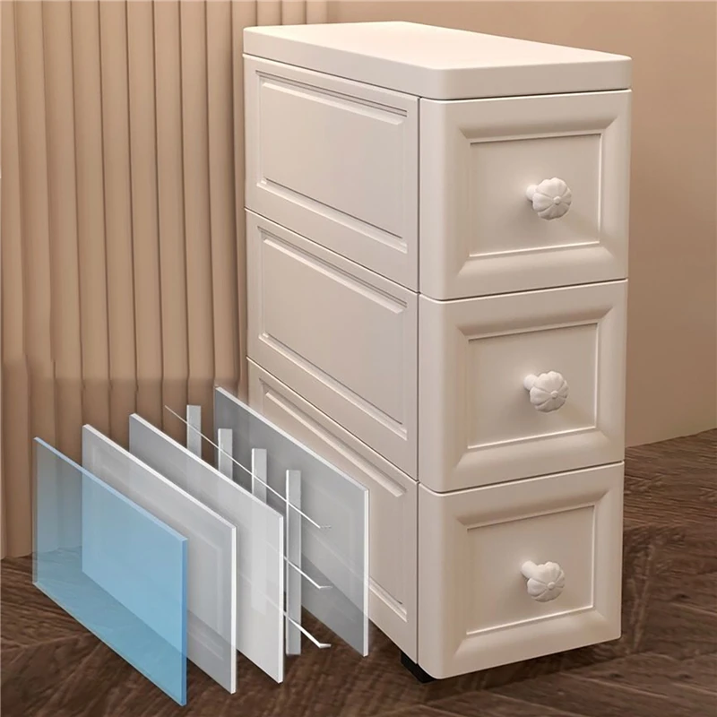 3 Layers White Crevice Storage Cabinet Storage Drawers Kitchen Bathroom ...