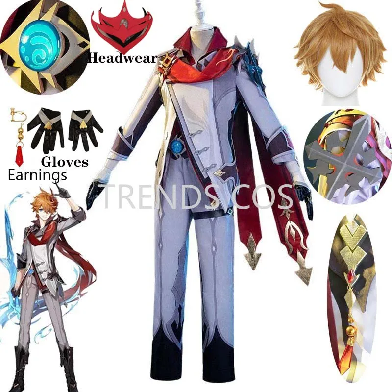 Game Genshin Impact Tartaglia Cosplay Costume Childe Full Set Wig ...
