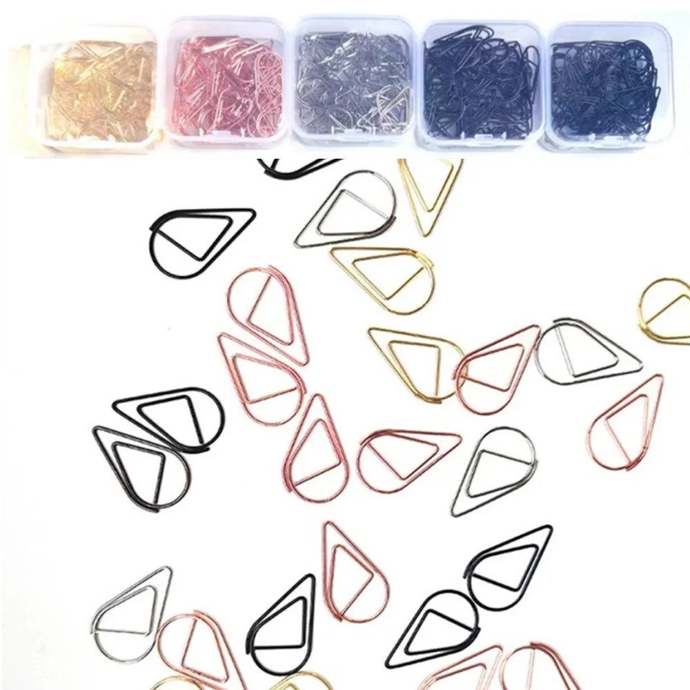 50pcs-Drop-Shape-Paper-Clips-Bookmark-Metal-Paper-Clip-Decor-Rose-Gold ...