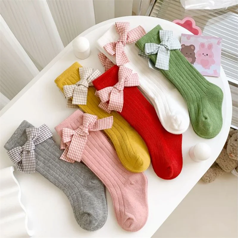Toddler-Knee-High-Socks-Kid-Baby-Girls-Cotton-Socks-Big-Bow-Soft ...