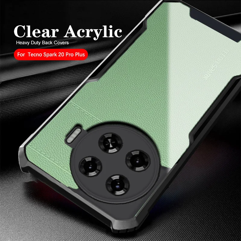 For Tecno Spark 20 Pro+ Case Clear Acrylic Back Phone Cover Coque For ...