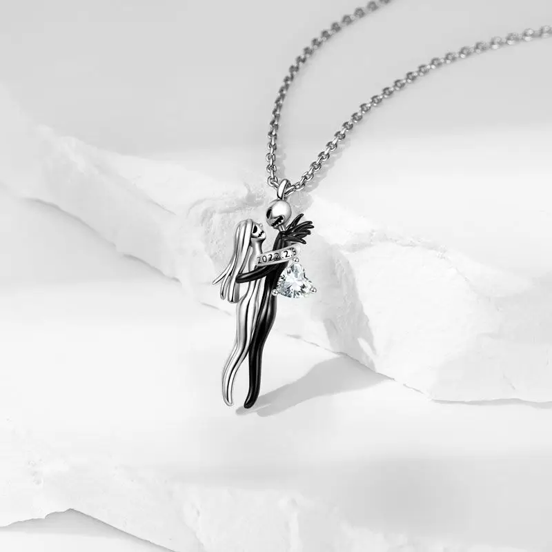 Fashion-Skull-Couple-Hug-Necklace-for-Women-Personality-Black-and-White ...