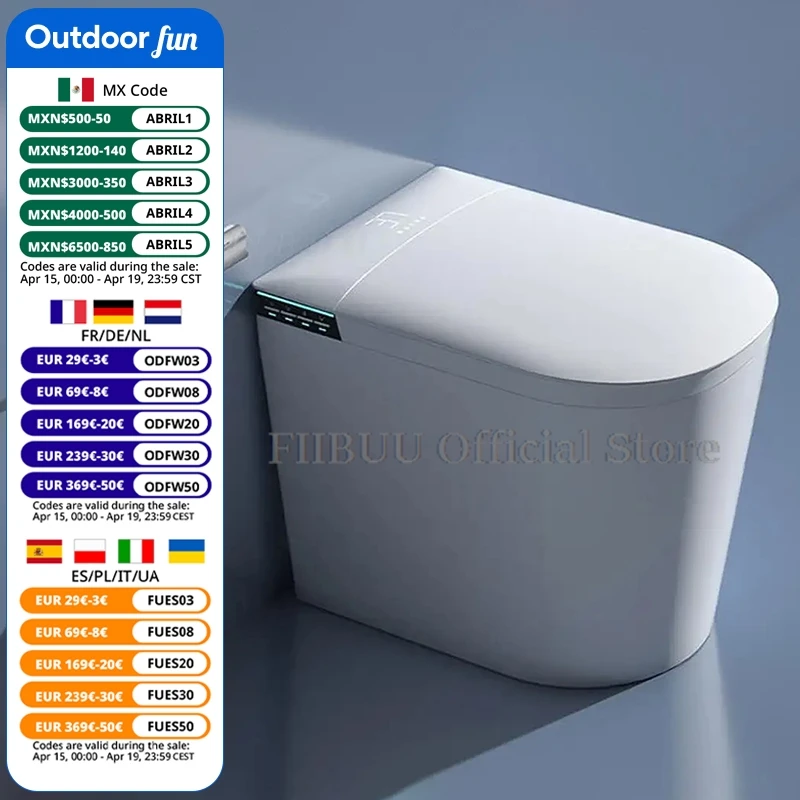 Elongated-Short-Smart-Toilet-Built-in-Water-Tank-No-Water-Pressure ...