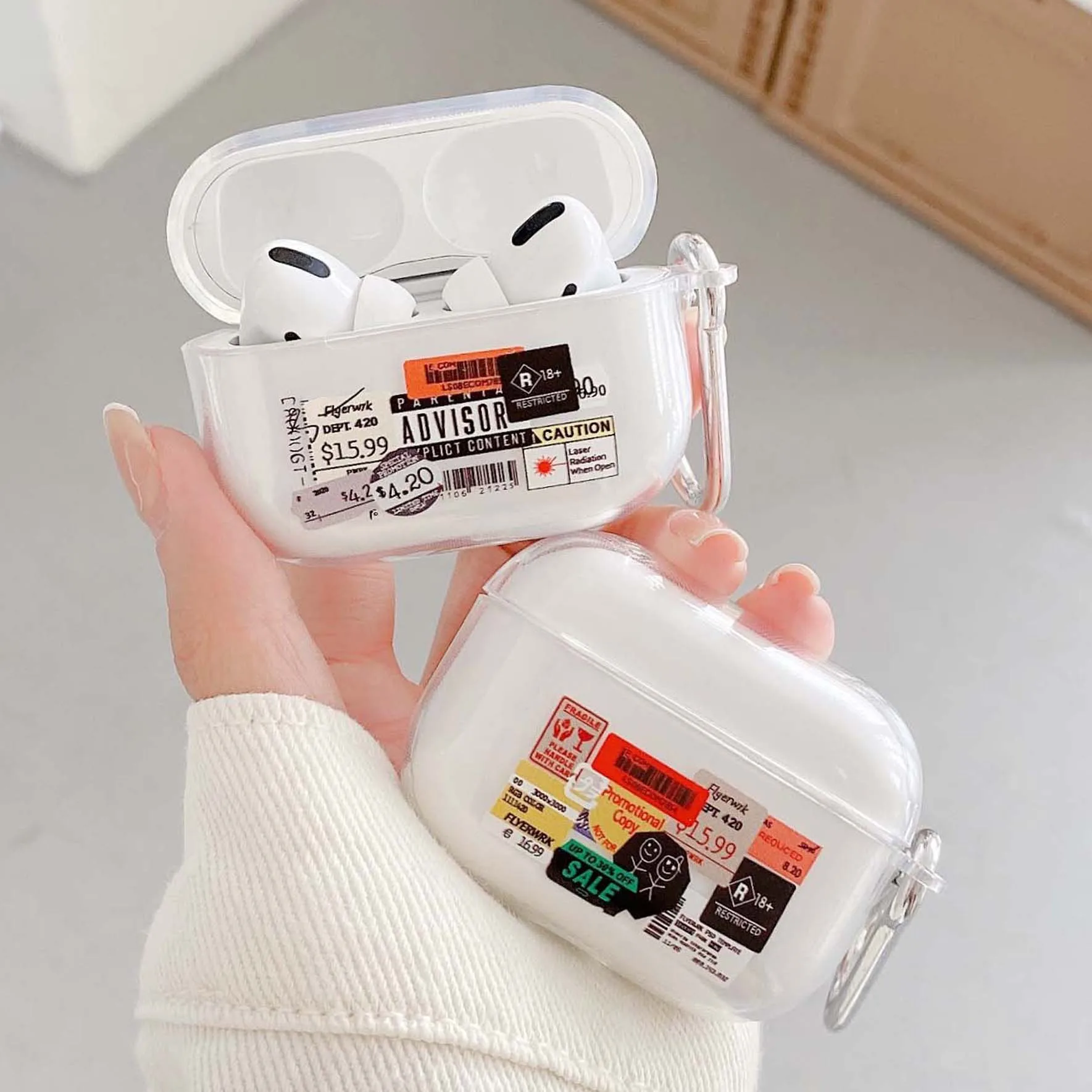 Clear Retro Label earphone case for airpods pro 3 wireless bluetooth ...