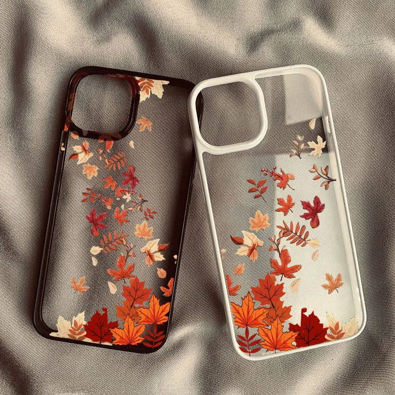 Fashion Yellow Fallen Leaves Phone Case For iPhone 16 15 14 17 Pro MAX ...