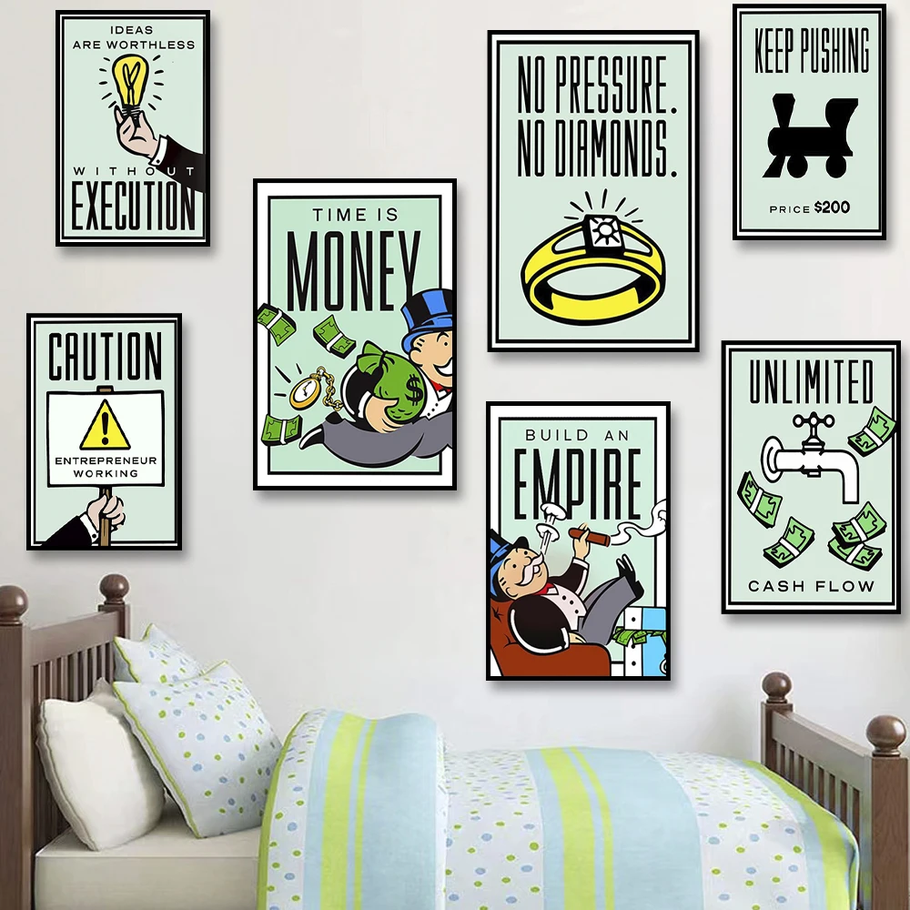 Monopoly-Millionaire-Money-Canvas-Decorative-Painting-Motivational ...