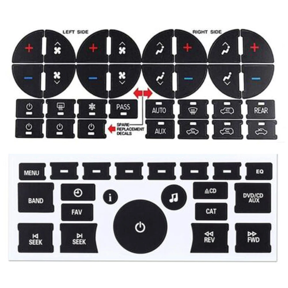 Car Radio Dashboard Control Button Repair Decals Decorative Sticker A/C ...