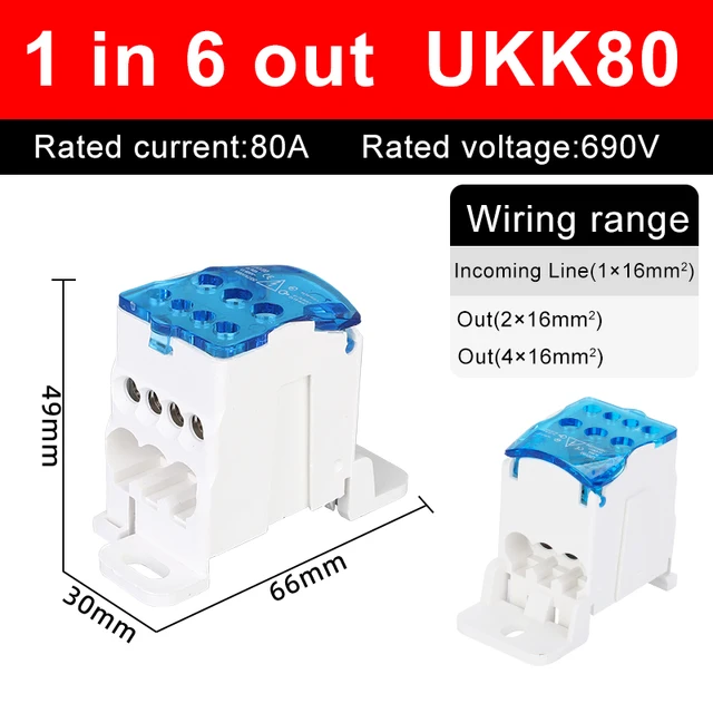 Terminal Block UKK80A Electric Wire Connector 1 In Many Out Din Rail Distribution Accessories ...