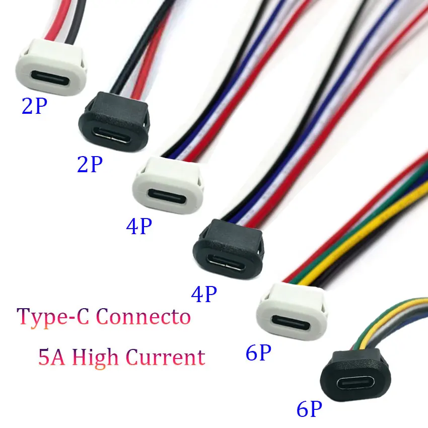 1Pcs-Type-C-Connector-Type-C-With-card-buckle-Female-5A-High-Current ...