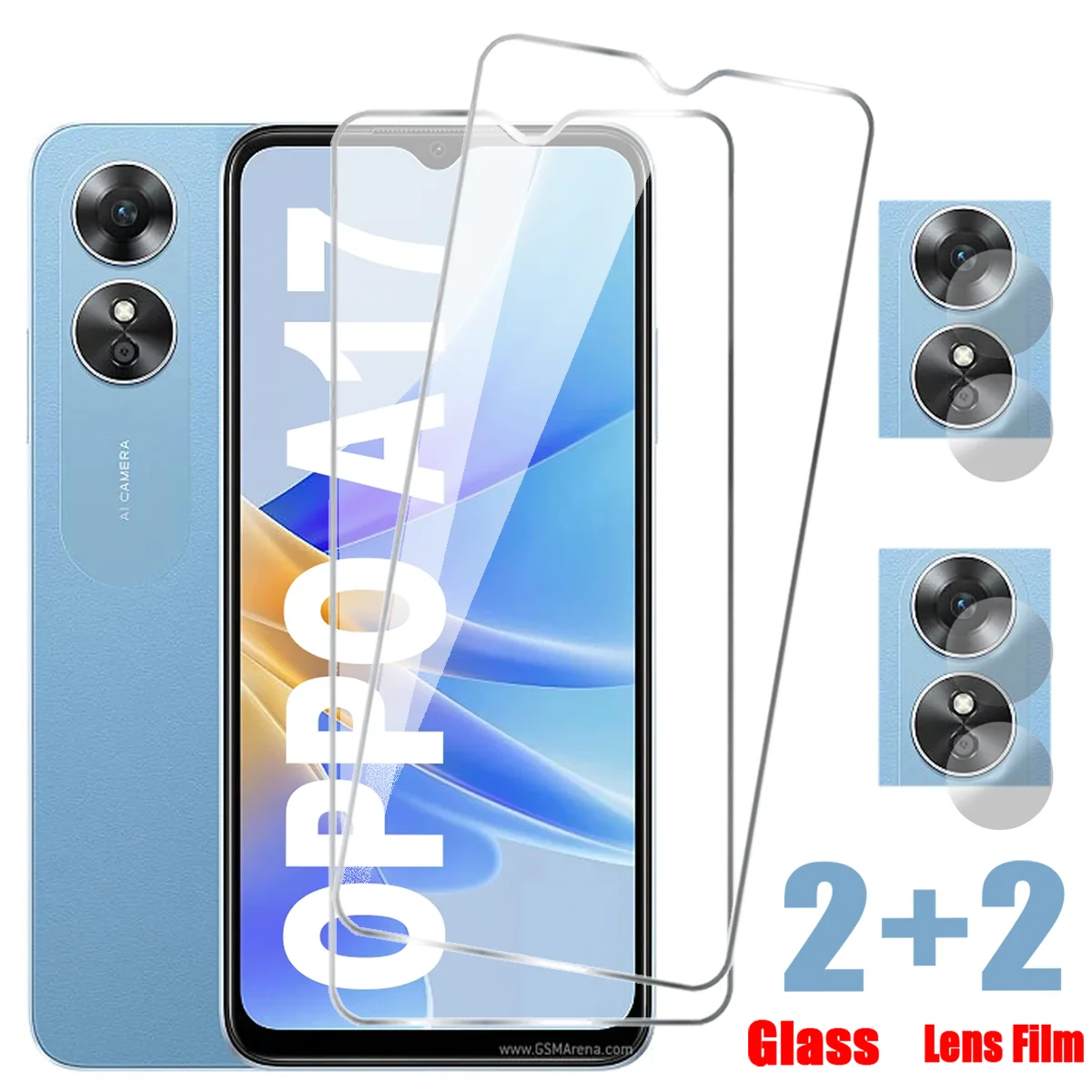 4IN1 Tempered Glass For OPPO A17 A74 A95 A53 A33 A93 A73 Camera Lens Screen Protector For OPPO ...