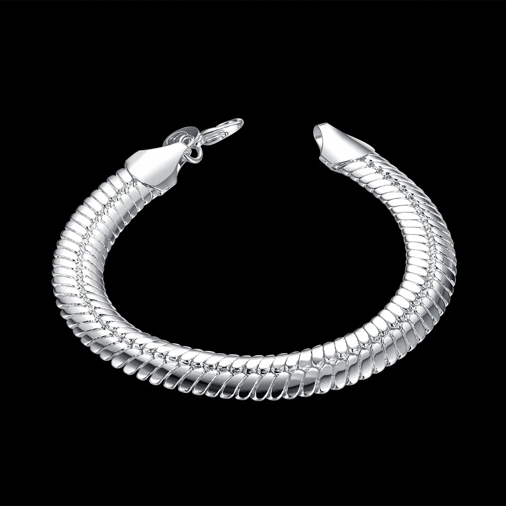 Boutique-Jewelry-10mm-Flat-Snake-Silver-Chain-Minimalist-Animal-925 ...