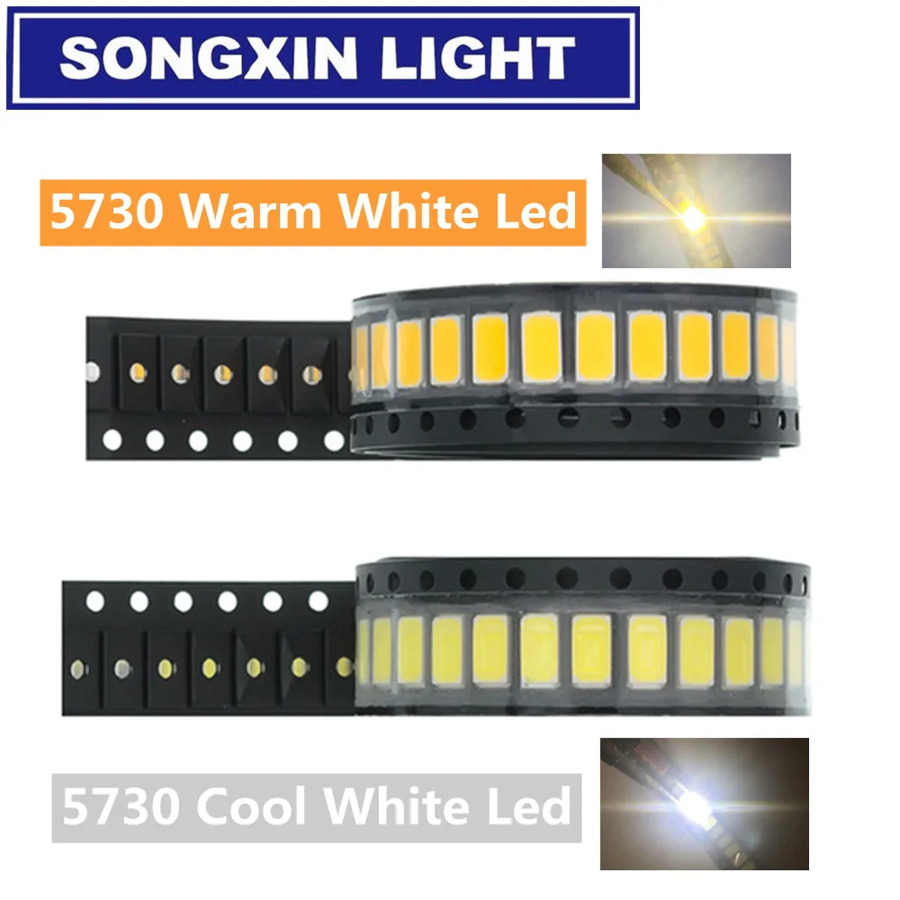 100pcs 5630/5730-CW/WW 0.5W-150Ma 50-55lm 6500K White Light SMD 5730 ...