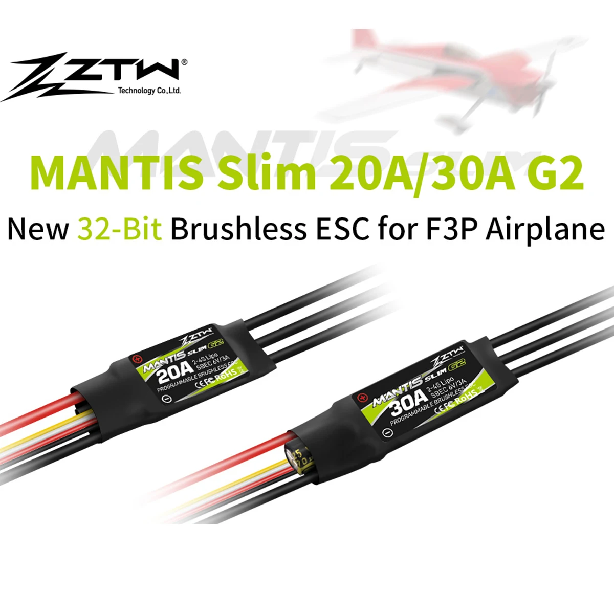 ZTW 32-Bit ESC Mantis Slim 20A/30A G2 SBEC 6V/3A 2-4S Brushless Speed ...