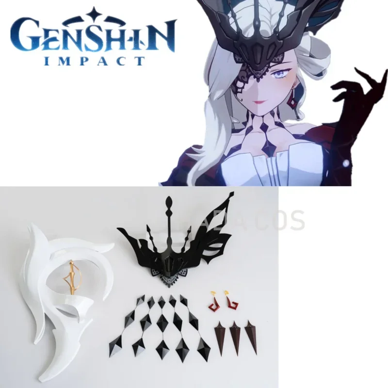 Game-Genshin-Impact-La-Signora-Cosplay-Props-Headwear-Necklace-Shoulder ...