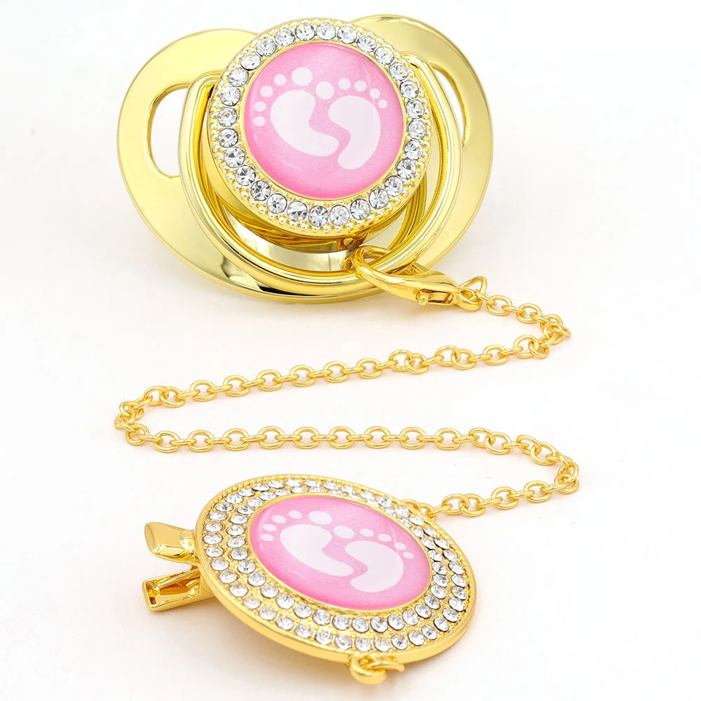 Bling Pacifier And Pacifier Clip Set Pieces Name Custom Pacifier ...