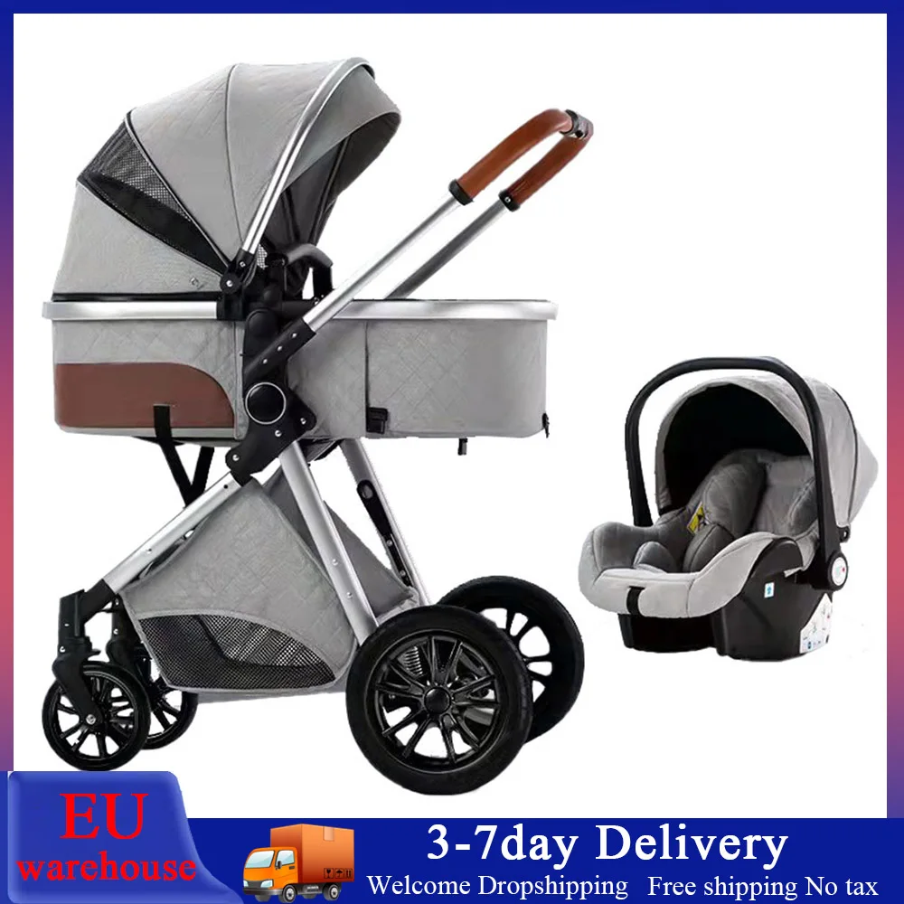 Cochecito de bebé de lujo 3 en 1, asiento de coche reclinable, plegable para enviar funda de ...