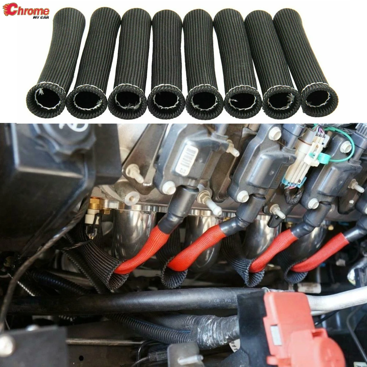 8X Spark Plug Wire Heat Shield Boot Loom Sleeve Protector 1500°F Glass ...
