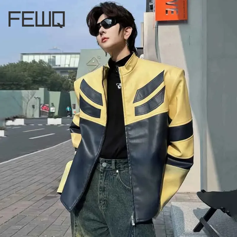 FEWQ-Stand-Collar-High-Street-Patchwork-Men-s-PU-Leather-Jacket ...