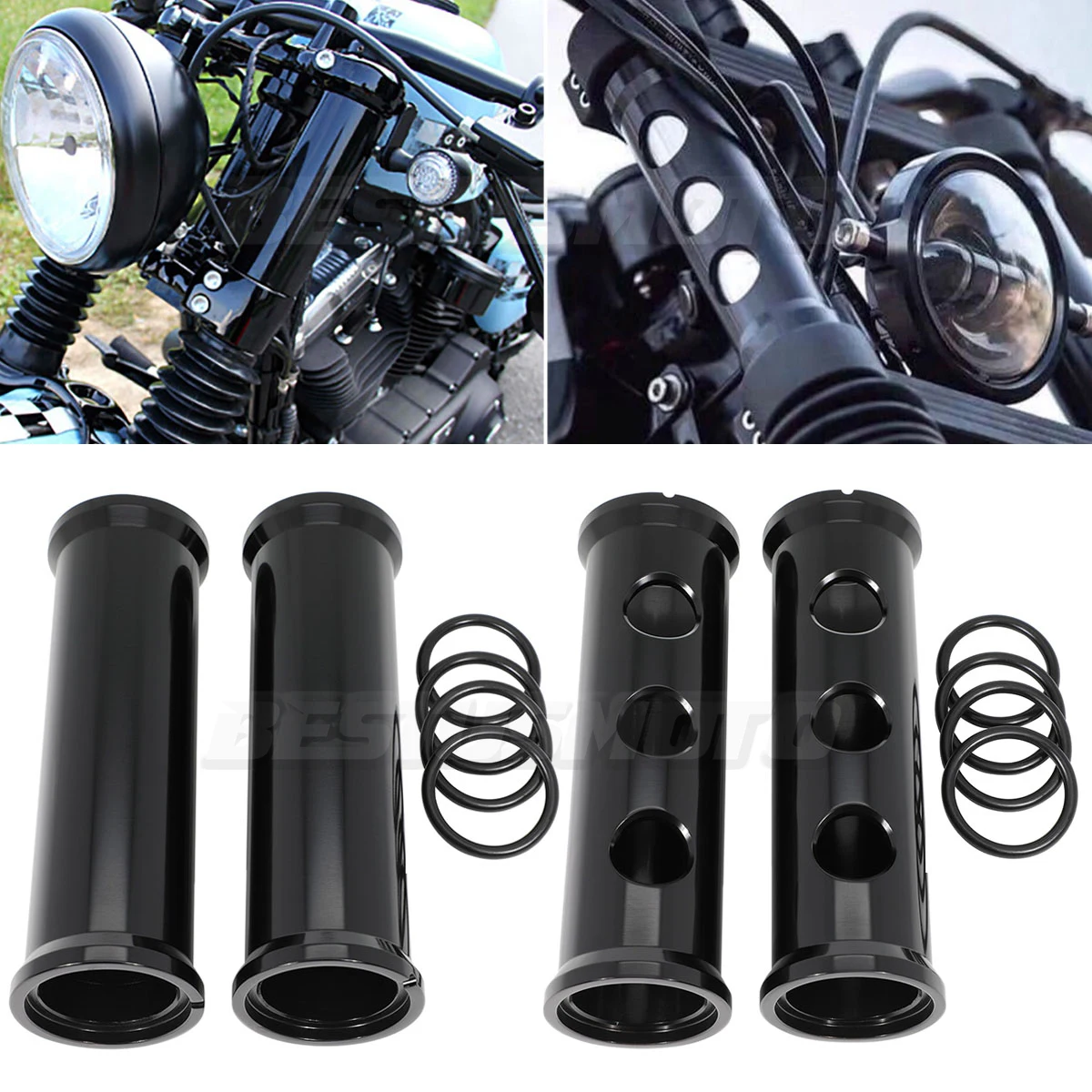 Motorcycle-Upper-Shock-Absorber-Front-Fork-Boot-Slider-Cover-For-Harley ...
