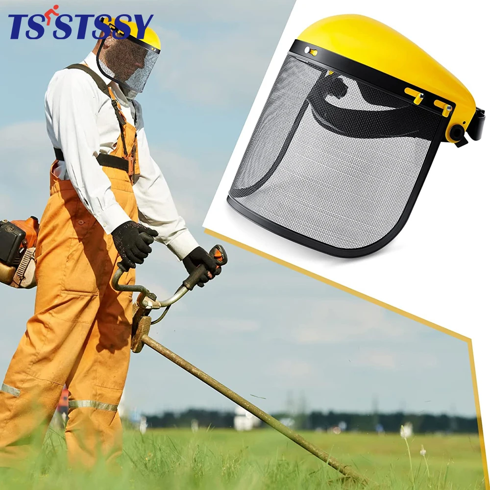 Safety-Full-Face-Shield-with-Mesh-Visor-Protective-Mesh-Mask-Chainsaw ...
